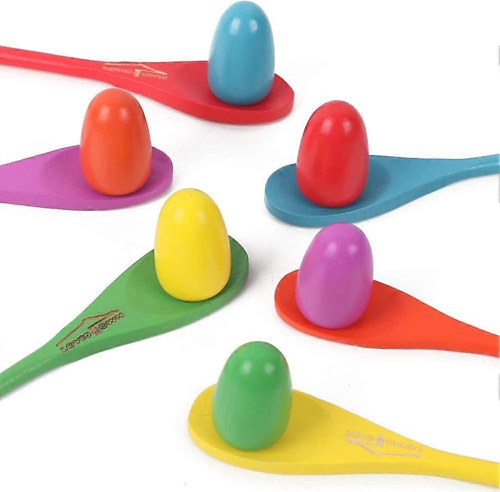 12 Pcs Egg Spoon Race Game Sets, Wooden Balance Relay Games for Kids ...
