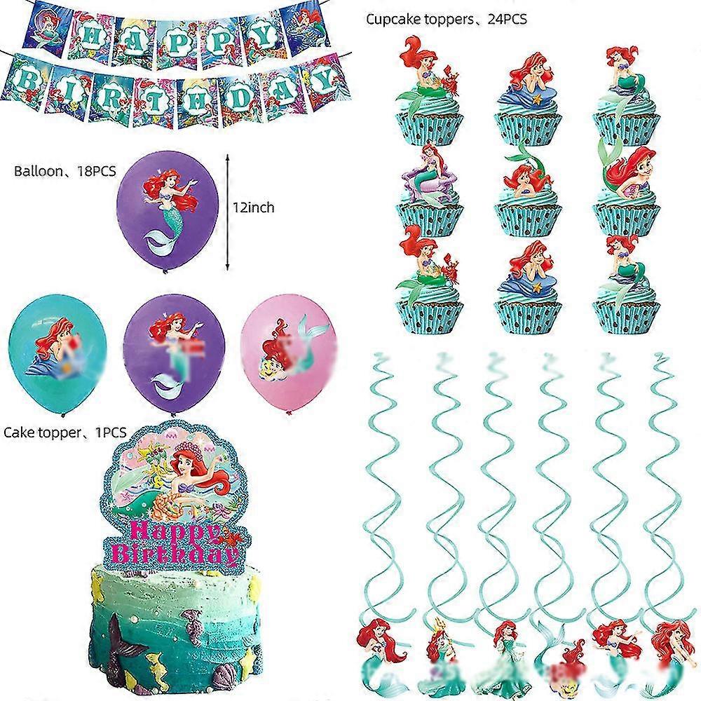 Princess Ariel Theme Birthday Party Decoration, Mermaid Party Supplies ...