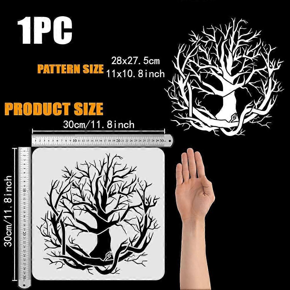 Twisted Tree Painting Big Stencil 11.8x11.8inch PET Plants Themes ...