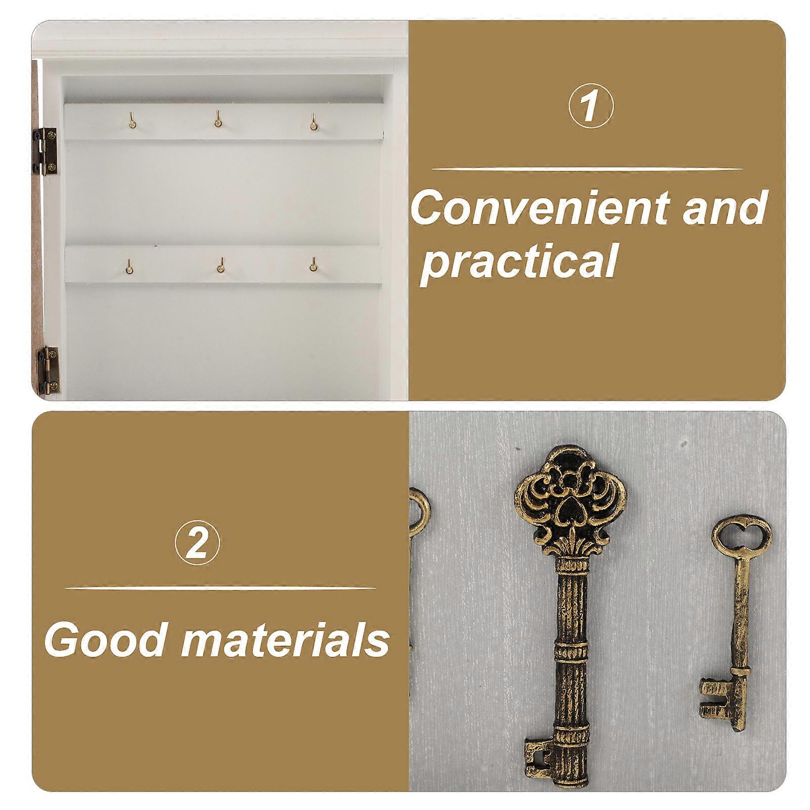 Wooden Key Holder Box - Wall Key Cabinet Key Hooks Wall Mounted Key ...