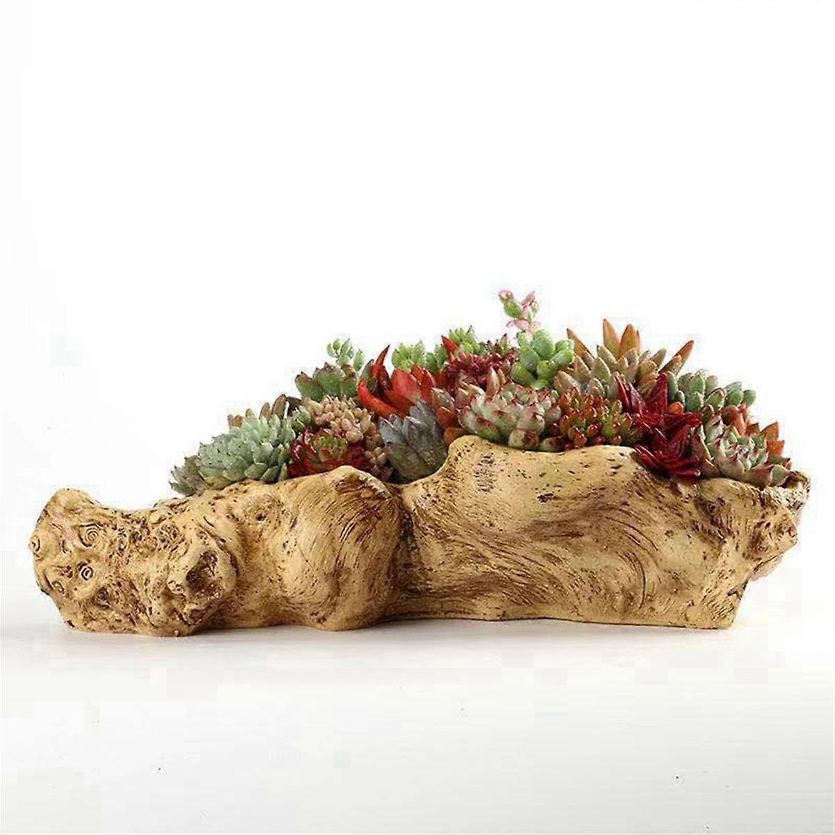 Pastoral Retro Landscape Flower Pot Resin Tree Stump Planter Artificial ...