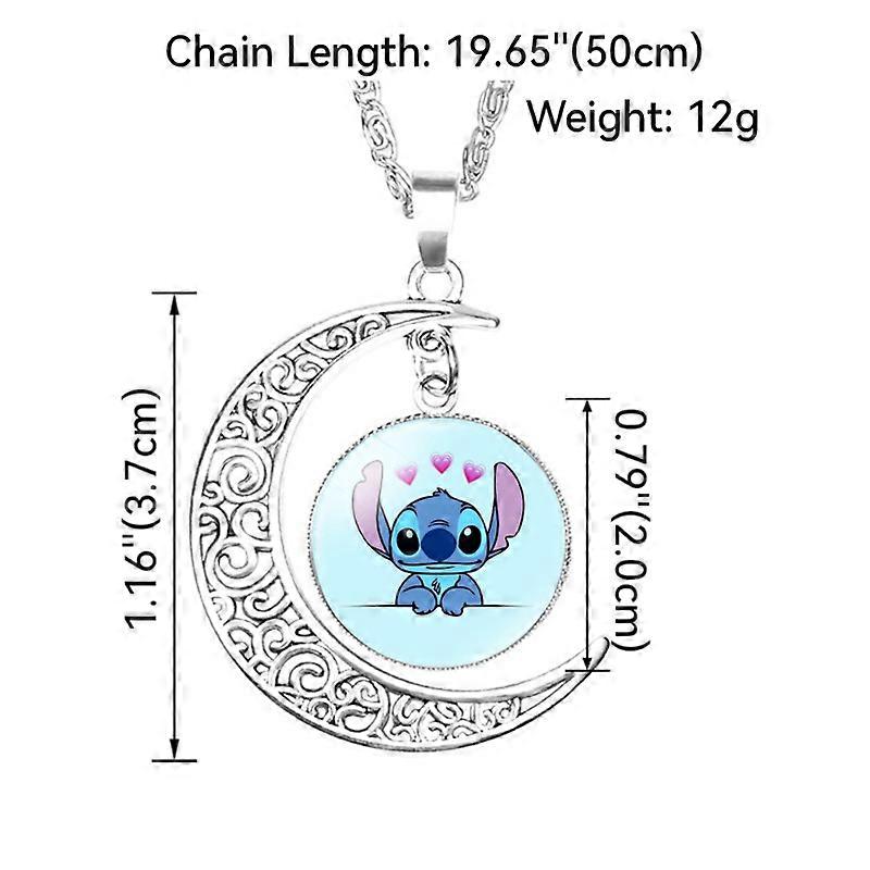 Adorable Lilo and Stitch Moon Pendant Necklace for Gift Giving | Fruugo UK