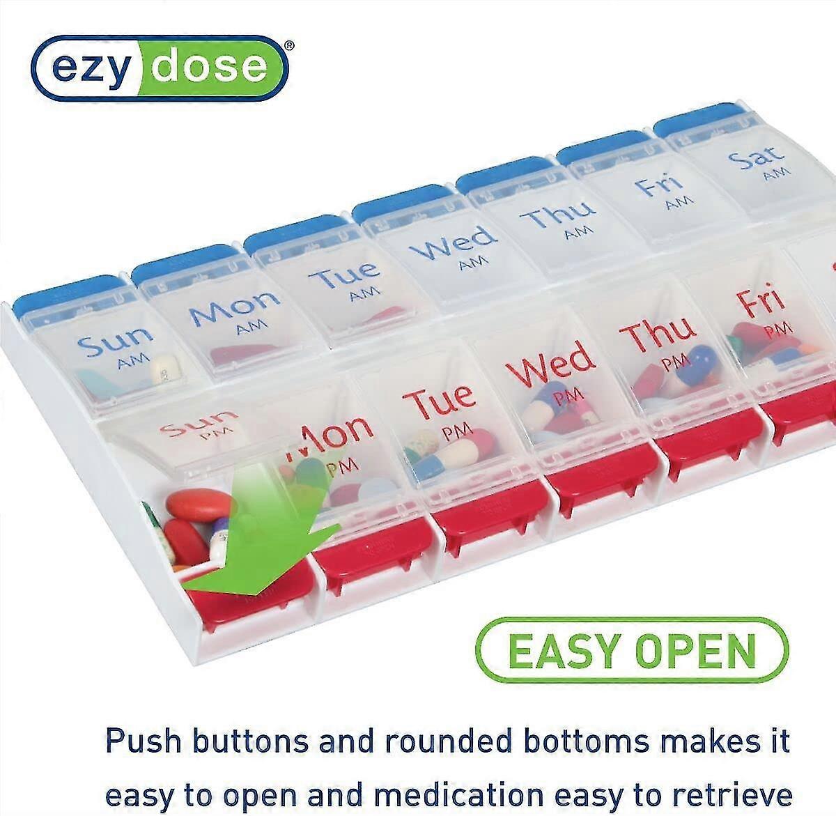 Push Button (7-day) Pill, Medicine, Vitamin Organizer | Weekly, 2 Times ...