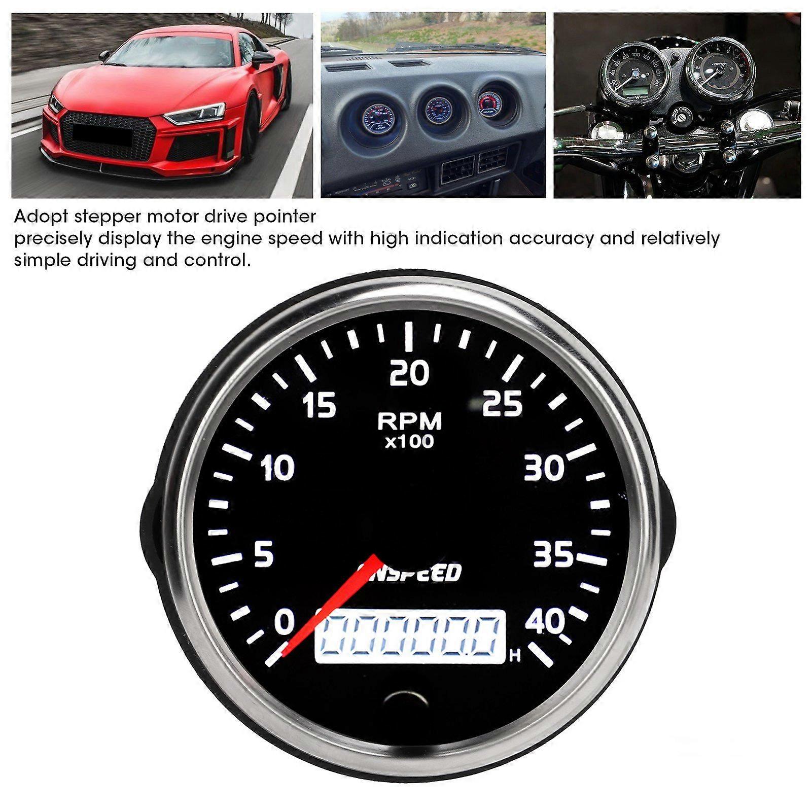 Tachometer 85mm/3.35in 0?4000 RPM IP67 Waterproof White Amber Backlight ...