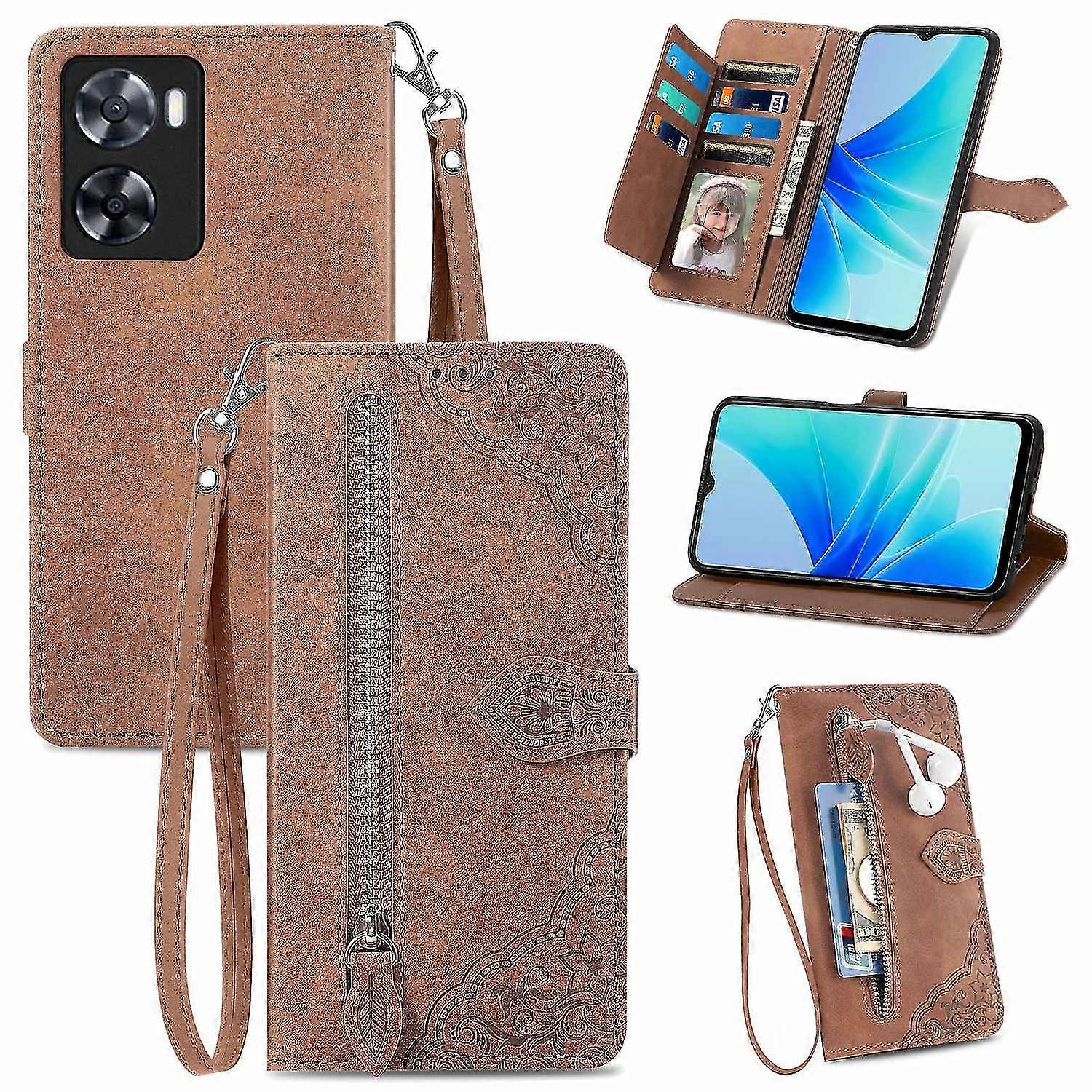 Cell Phone Cover For Oppo A57 4g,phone Case Flower Pattern Zipper ...