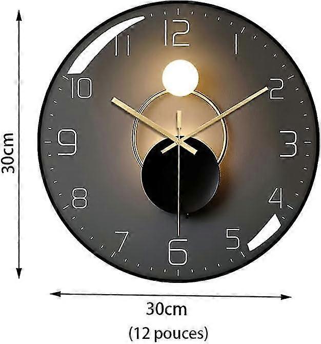 Modern Silent Wall Clock, 30cm Diameter Wall Clock, Round Digital ...