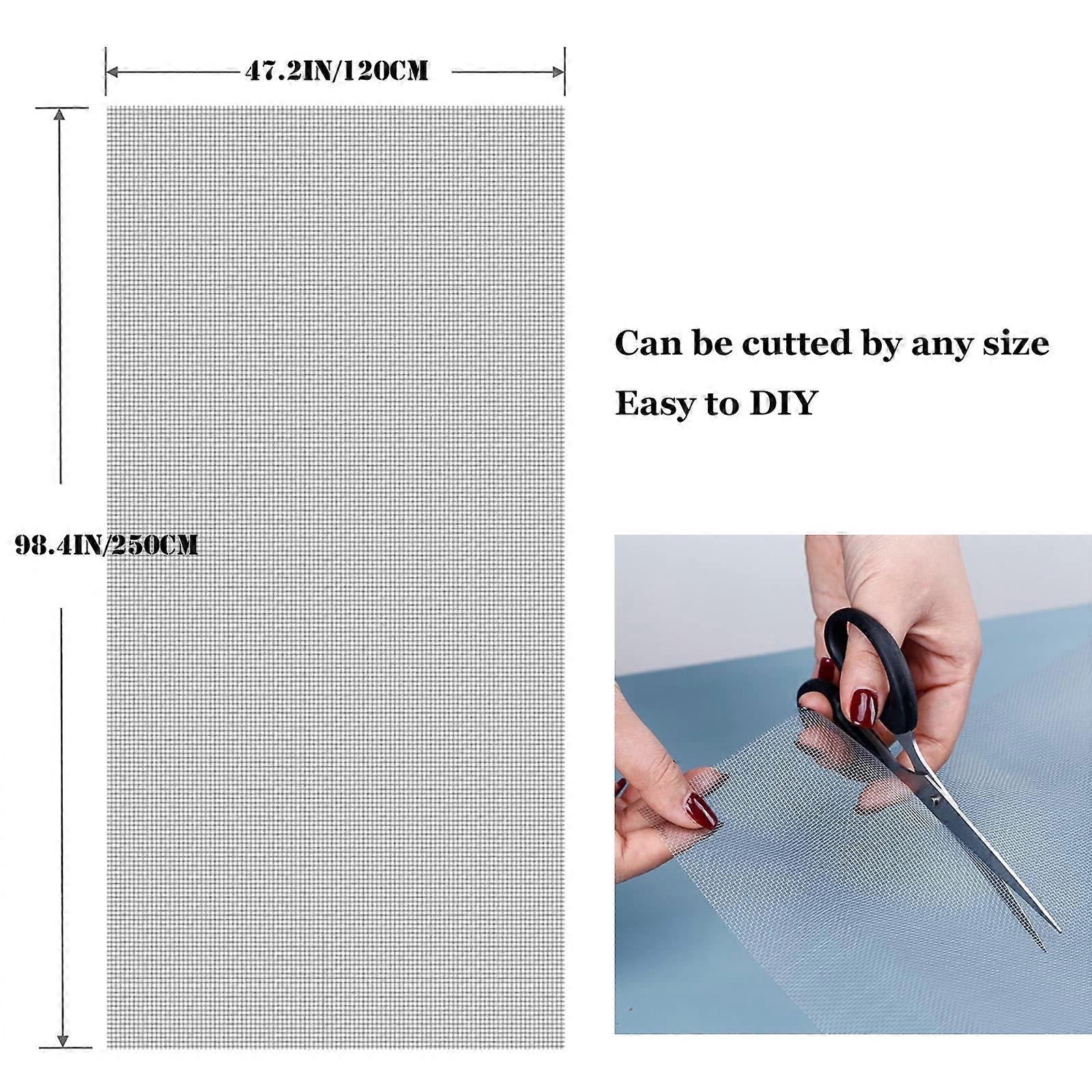 Fly Screen Mesh 120 x 250 cm, Fiberglass Adjustable Window Screen Keep ...