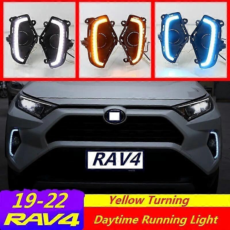 DRL For Toyota RAV4 2019 2020 2021 2022 Fog Lamp Cover Daytime Running Light DRL Daylight With ...