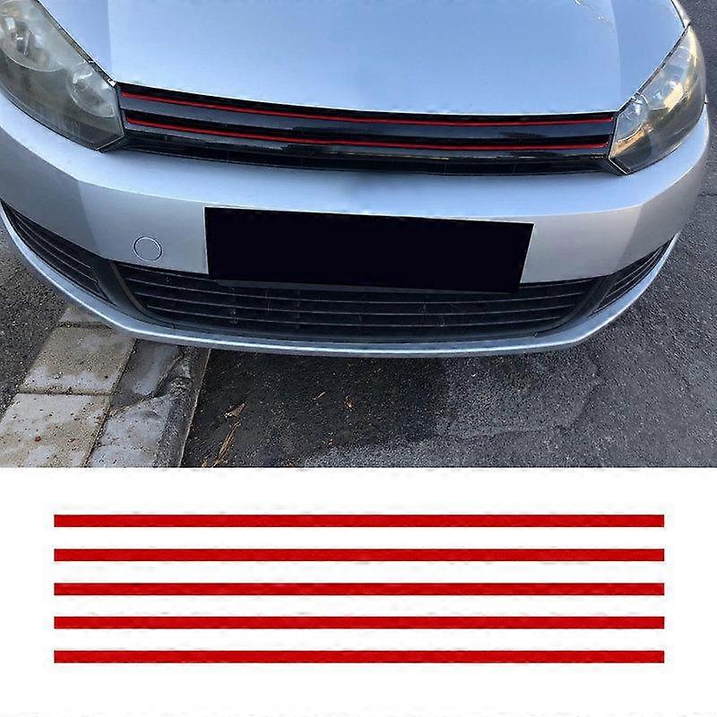 5Pc Reflective Strips Car Sticker Auto Front Hood Grille Mouldings Red ...