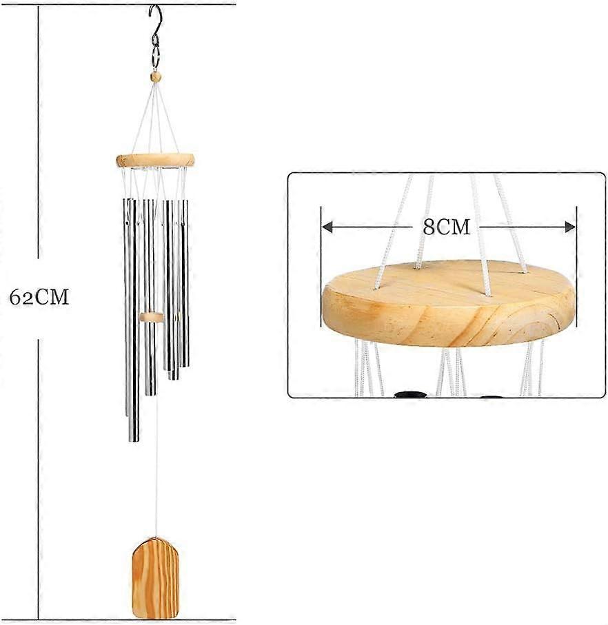 Wind Chimes Outdoor, with 6 Aluminum Tubes Wooden Wind Bell Memorial ...