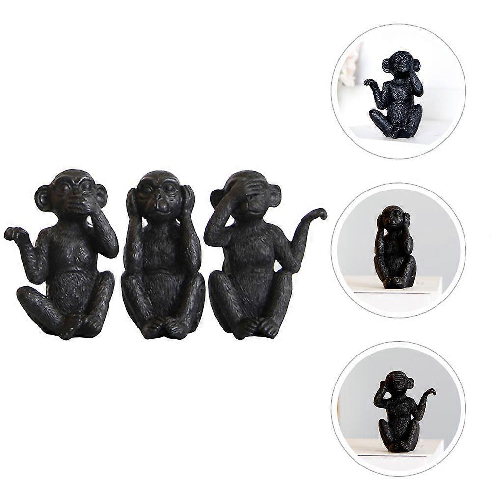 3pcs Resin Monkey Figurine Cute Animal Shaped Statue Resin Monkey ...