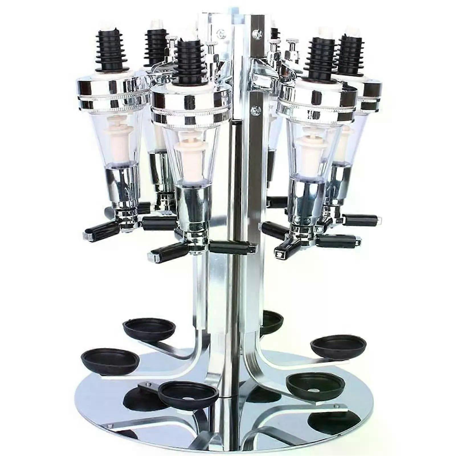 Rotating 6 Bottle Stand Optic Dispenser Drinks Wine Steel Bar Butler ...