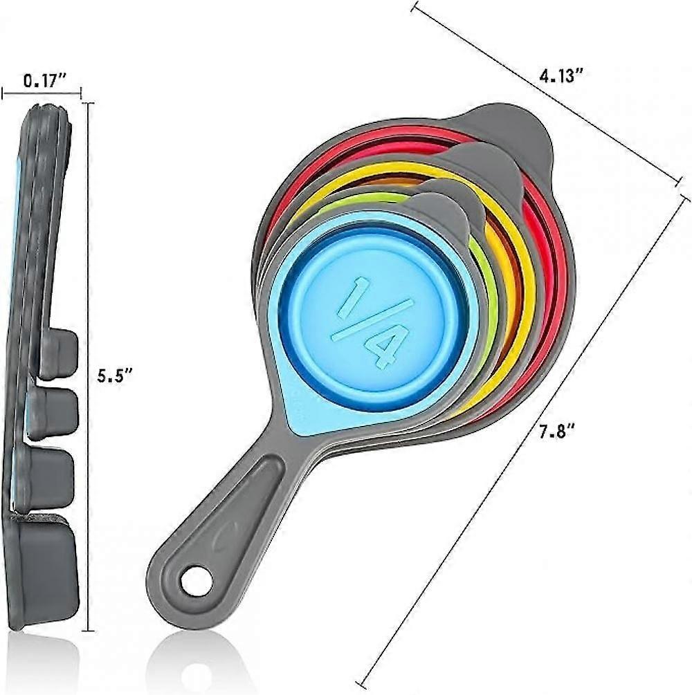 Measuring Cups and Spoons Set, Silicone Collapsible Measuring Cups, 8 Piece Kitchen Dry Camping ...