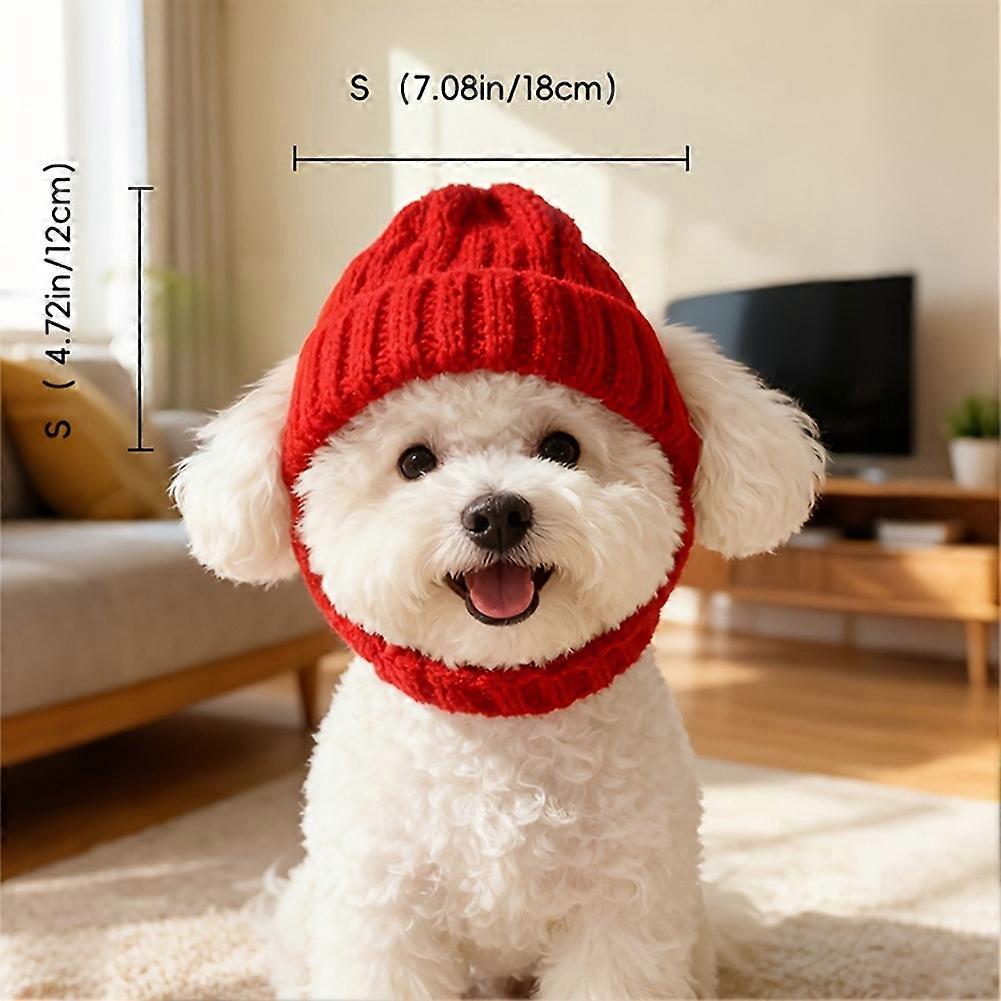 Knit Dog Beanie with Ear Flaps, Warm Pet Hat, Puppy Neck Scarf ...