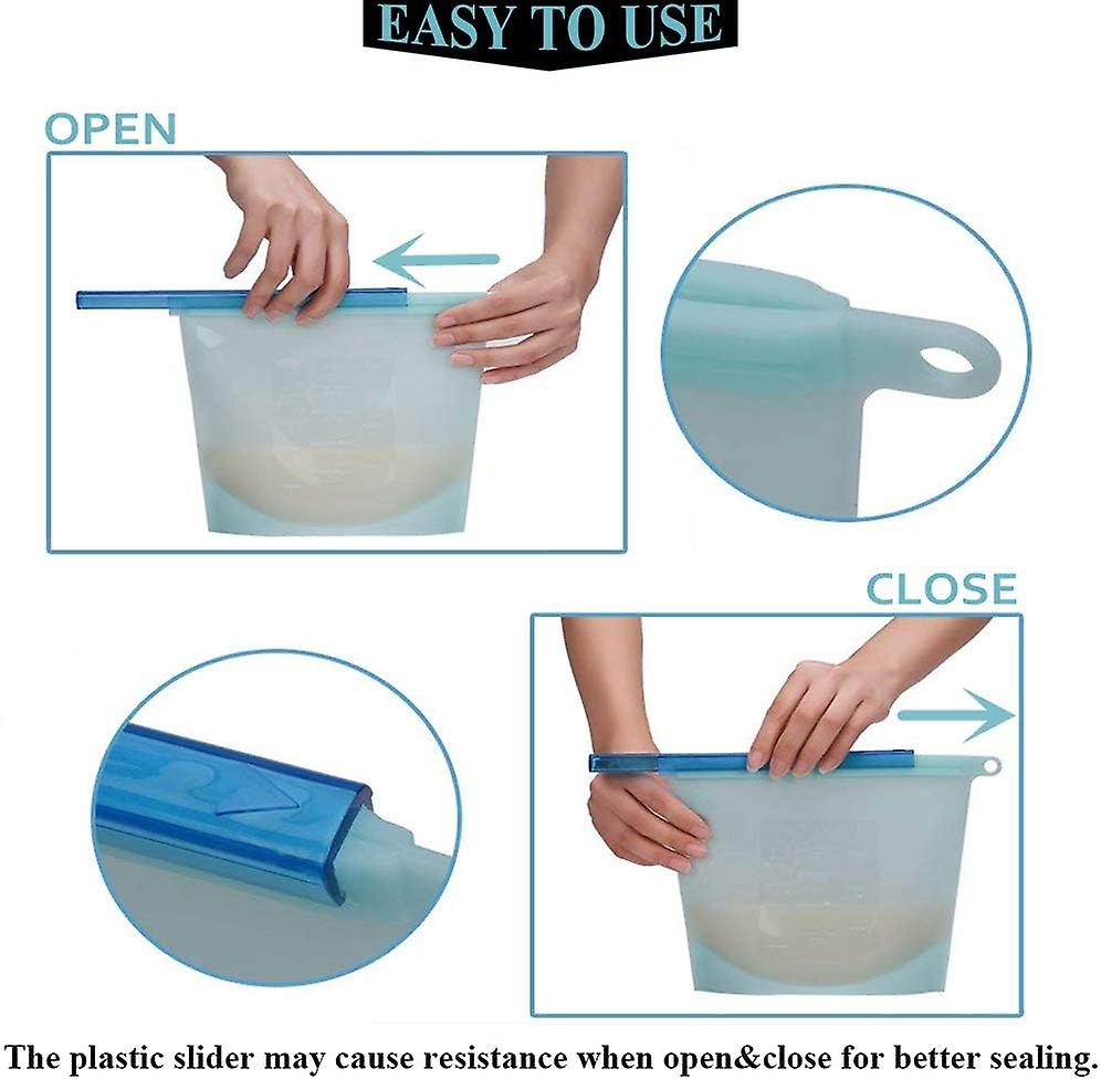Reusable Silicone Food Storage Bag, Silicone Food Bag with Clip Freezer ...
