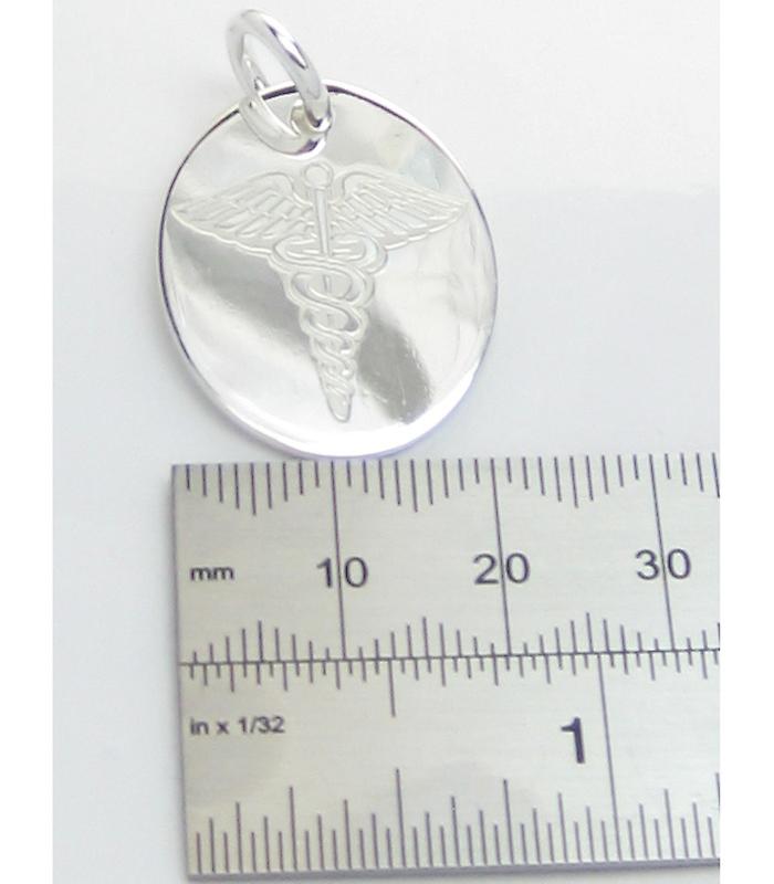 Oval Medical Alert Disc Sterling Silver Large Charm Pendant .925 X 1 ...