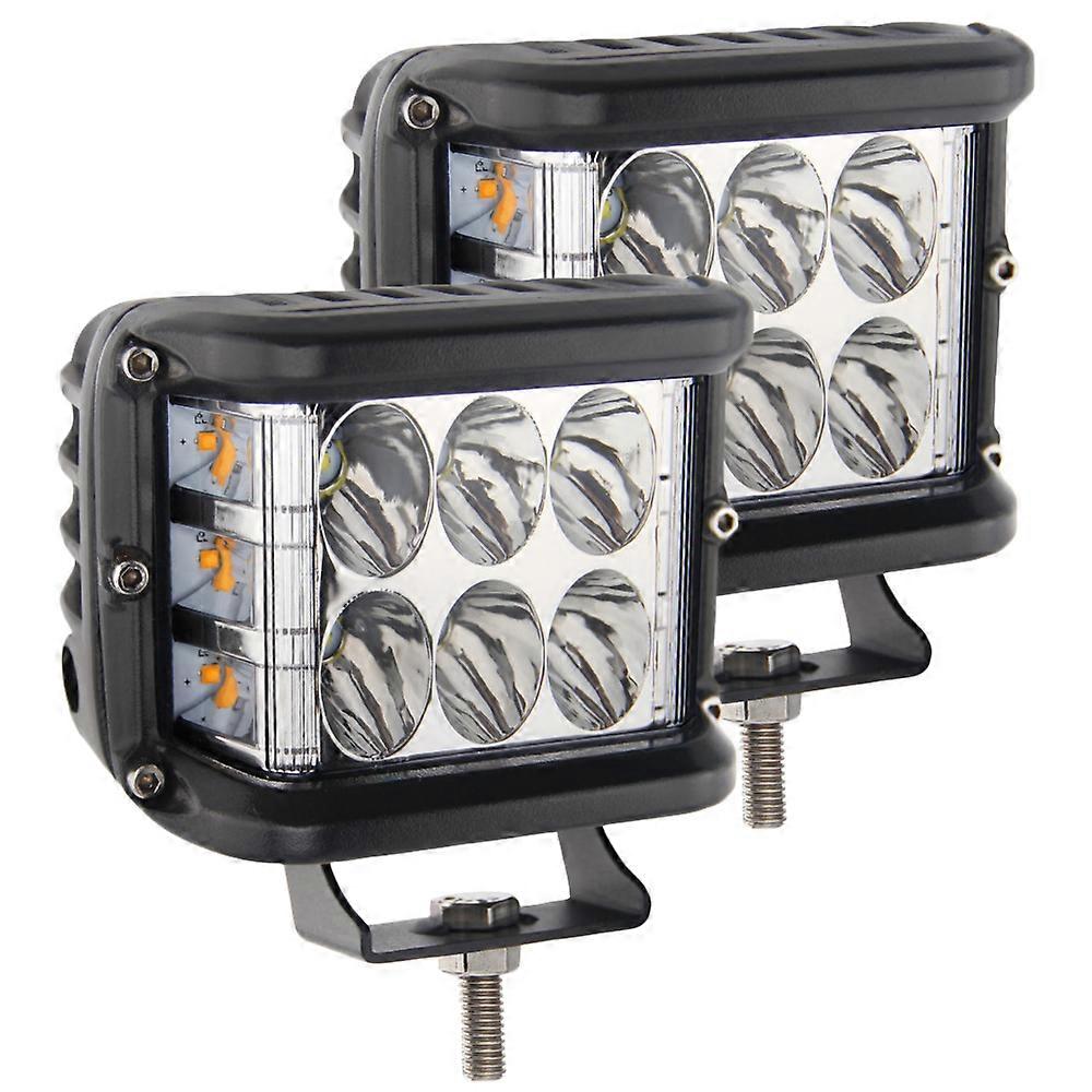4" LED Work Light Bar Cube Side Shooter Pod White & Amber Strobe Lamp ...
