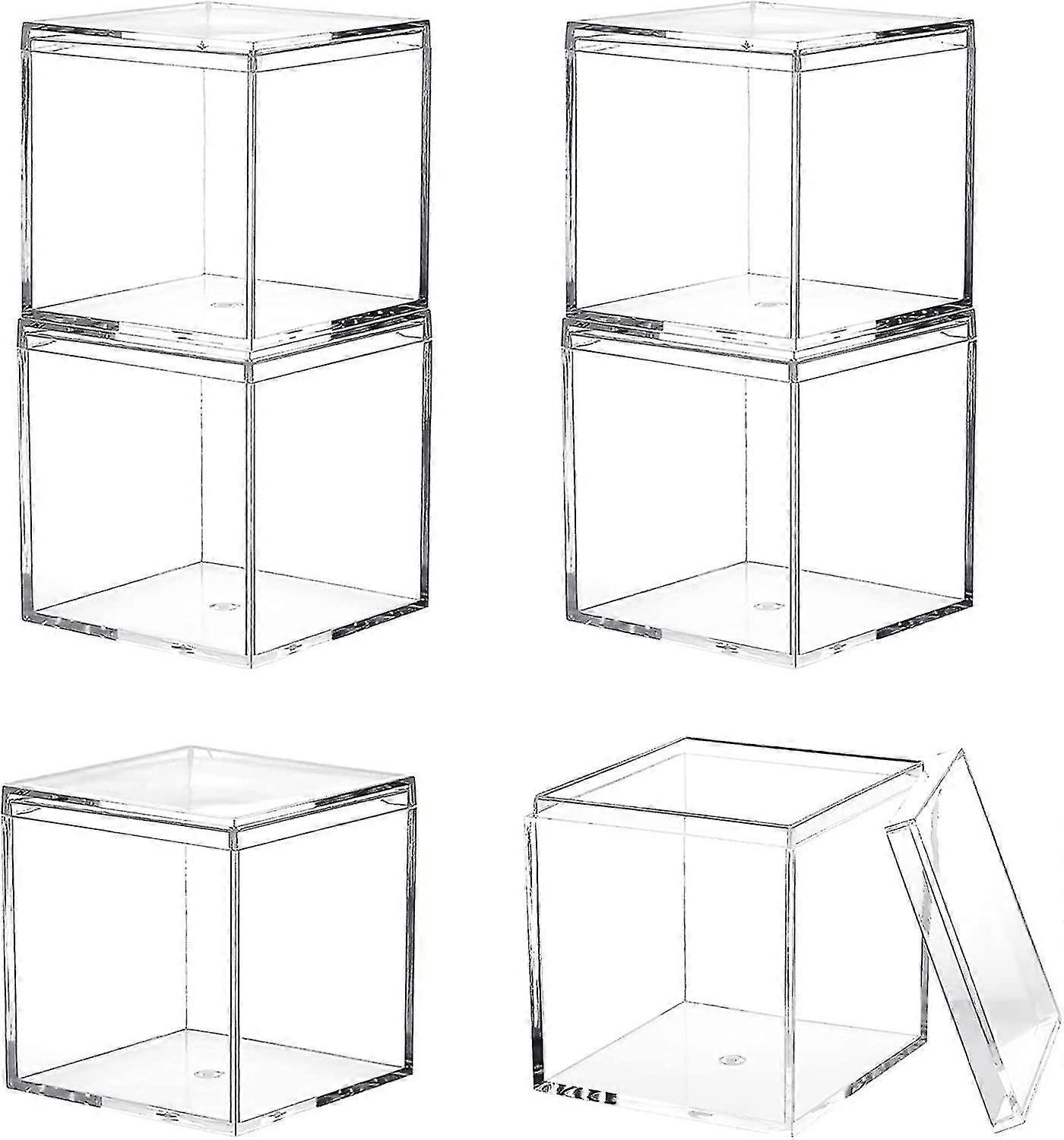 4 Pack Small Clear Acrylic Plastic Square Cube | Fruugo UK