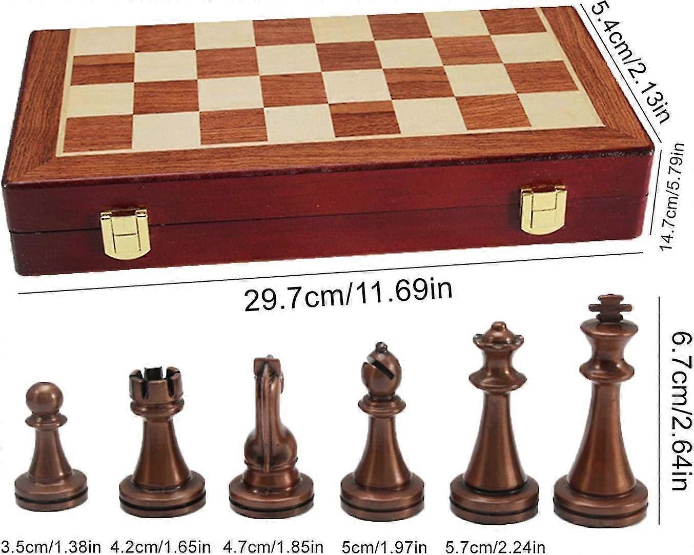 Deluxe Chess Set For Adults, Large Metal Bronze Chess Pieces Set ...