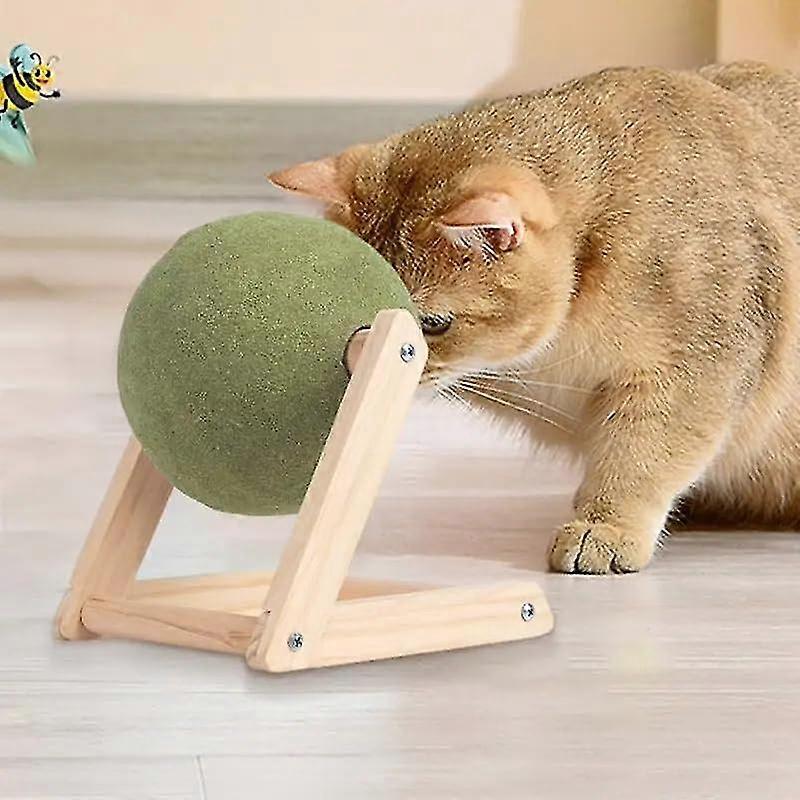Catnip Floor Ball Toy,giant Catnip Ball With Stand,rotatable Catnip Roller Ball Floor Mount,cat ...