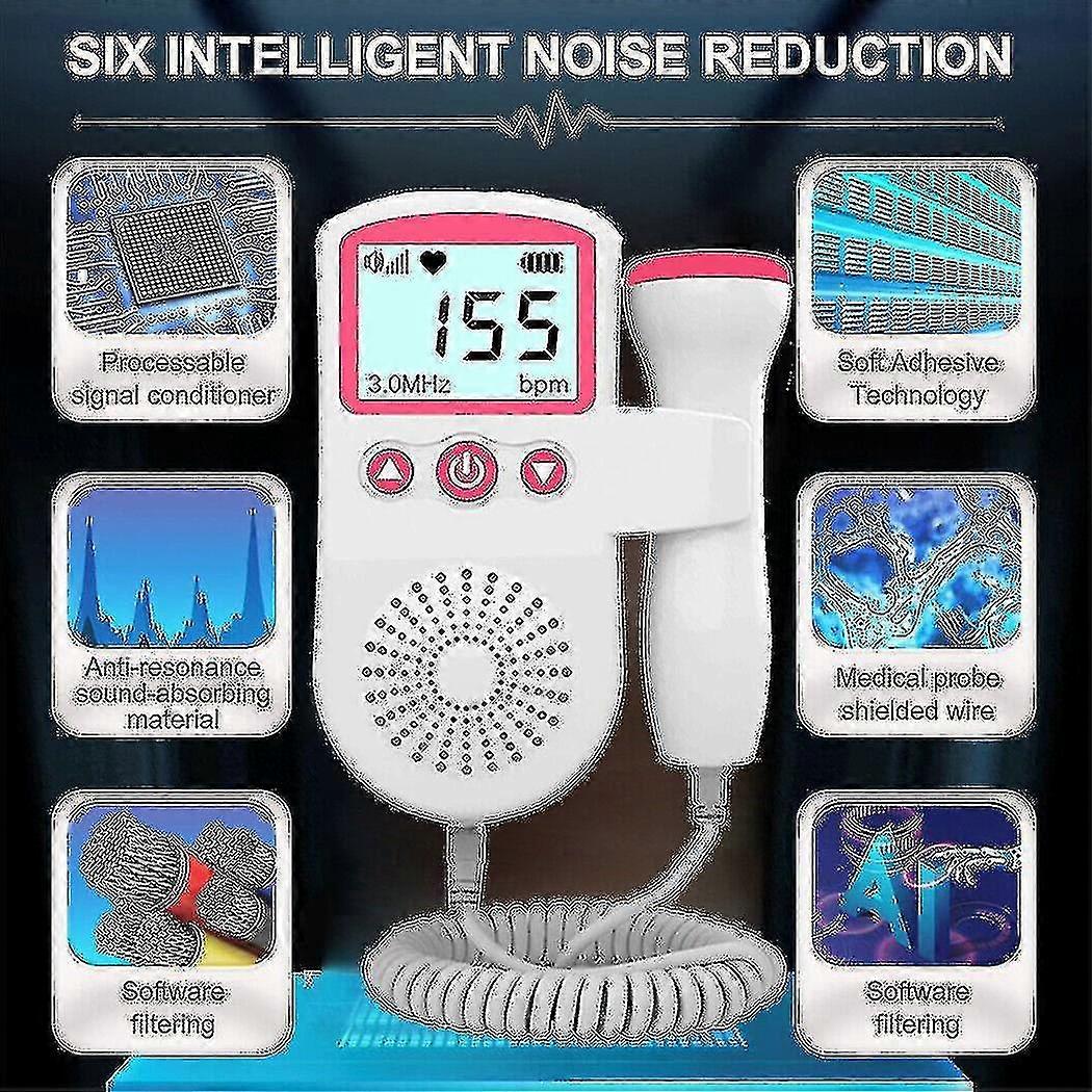 Fetal Doppler Detector Baby Heart Beat Rate Probe Prenatal Monitor ...