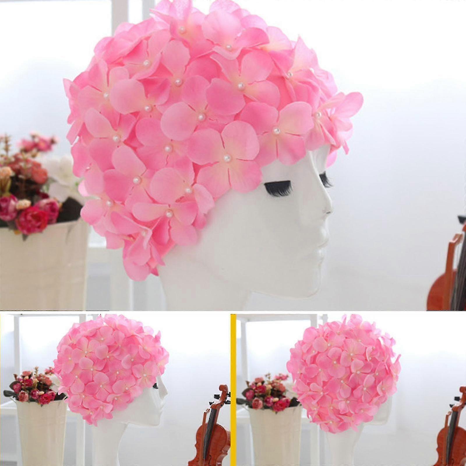 Women Lady Swim Cap Petal Retro 3d Floral Swimming Hat Flowers Bathing ...