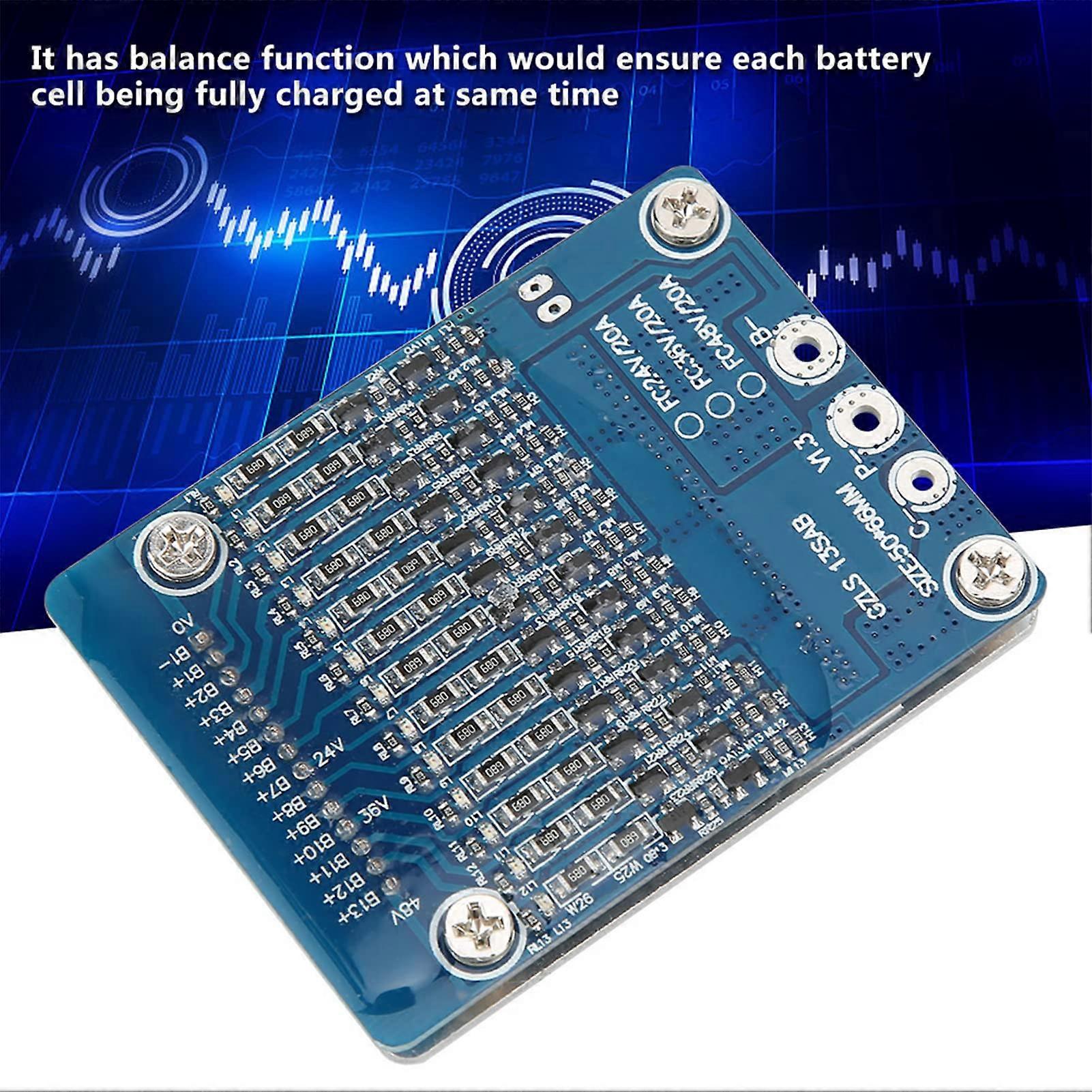 13S 48V 20A Cell 18650 Battery Protection BMS PCB Board, Li-Battery Cell Balance Board Module ...
