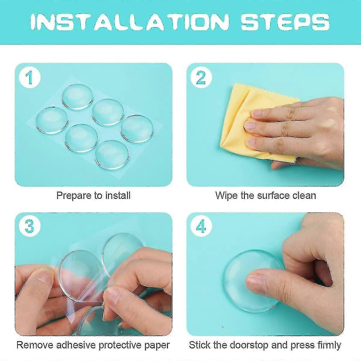 12 Pcs Wall Door Stopper Set, 40mm Silicone Door Stopper, Self-adhesive ...