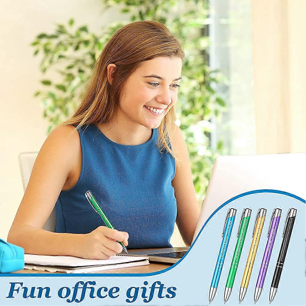 5PCS Funny Pen Set Colored Metal Ballpoint Pen Funny Quotes ...