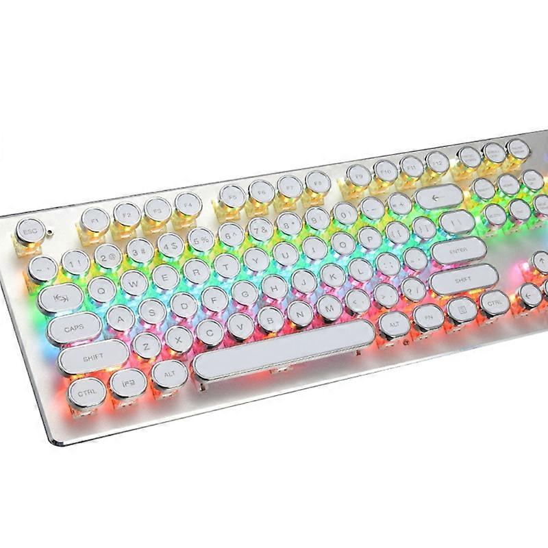 USB Wired Gaming Keyboard Retro Punk Electroplating Knob RGB Color ...
