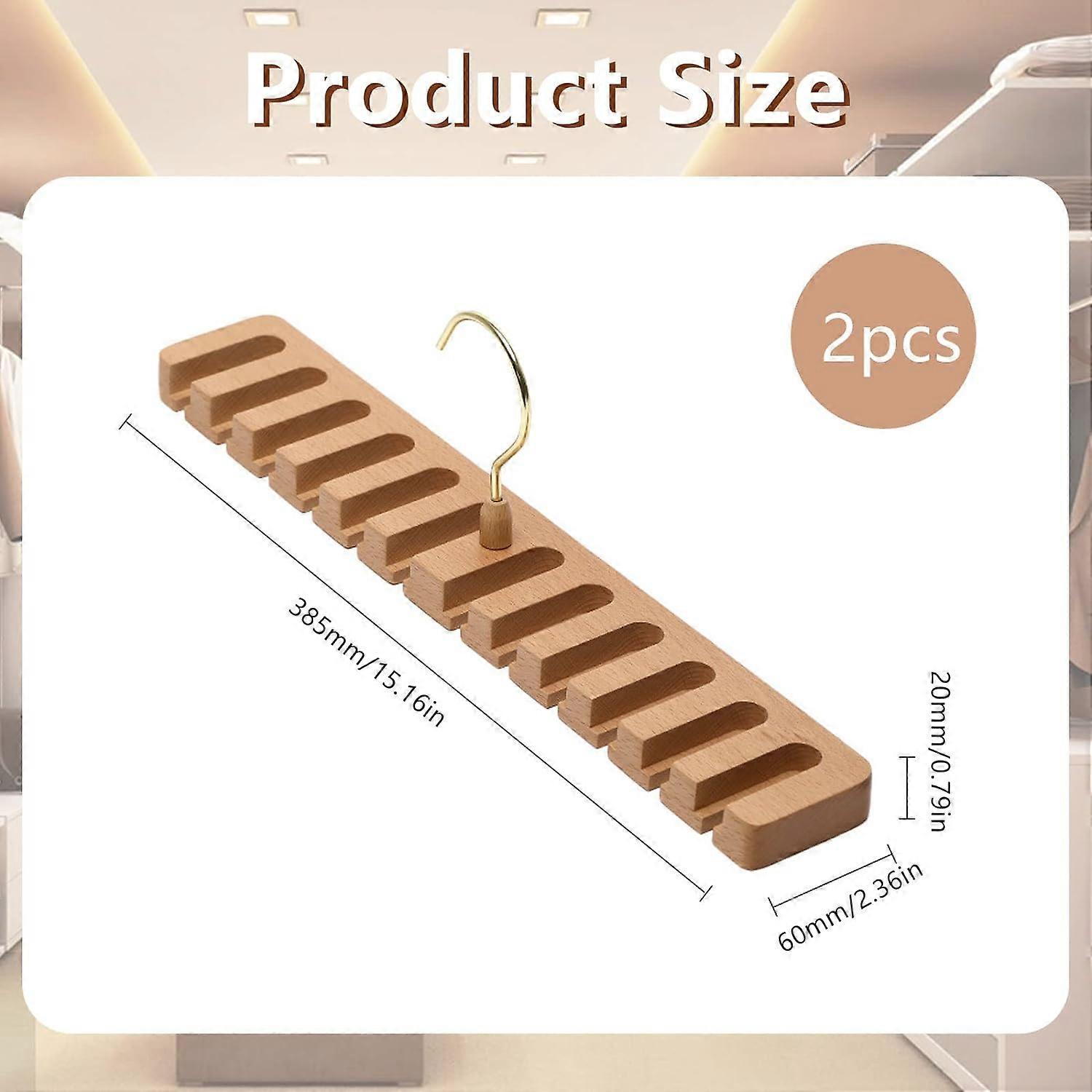 2 Pcs Belt Hanger for Closet, 2 in 1 Wooden Wall Mount Belts Organizer ...
