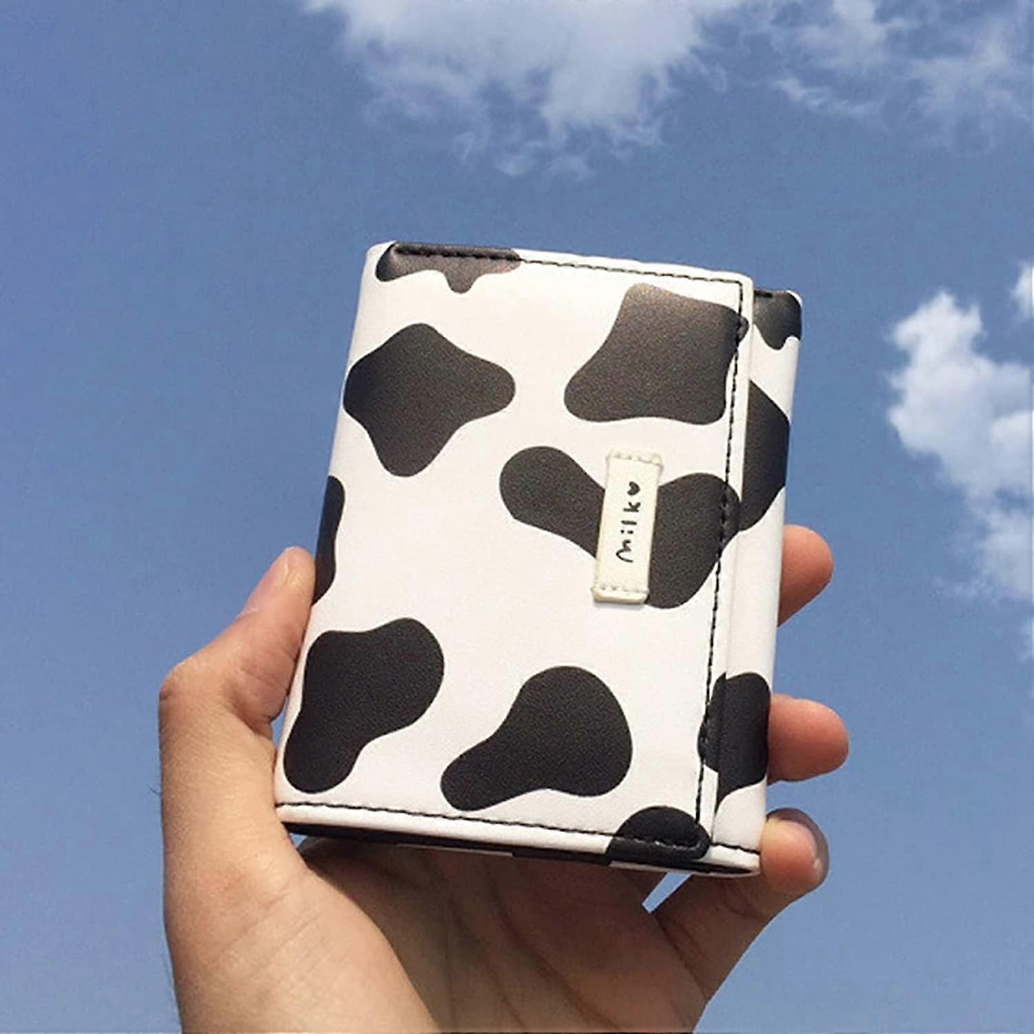 Women Girls Wallet Cute Cow Print Tri-Fold Wallet PU Leather Purse Slim ...