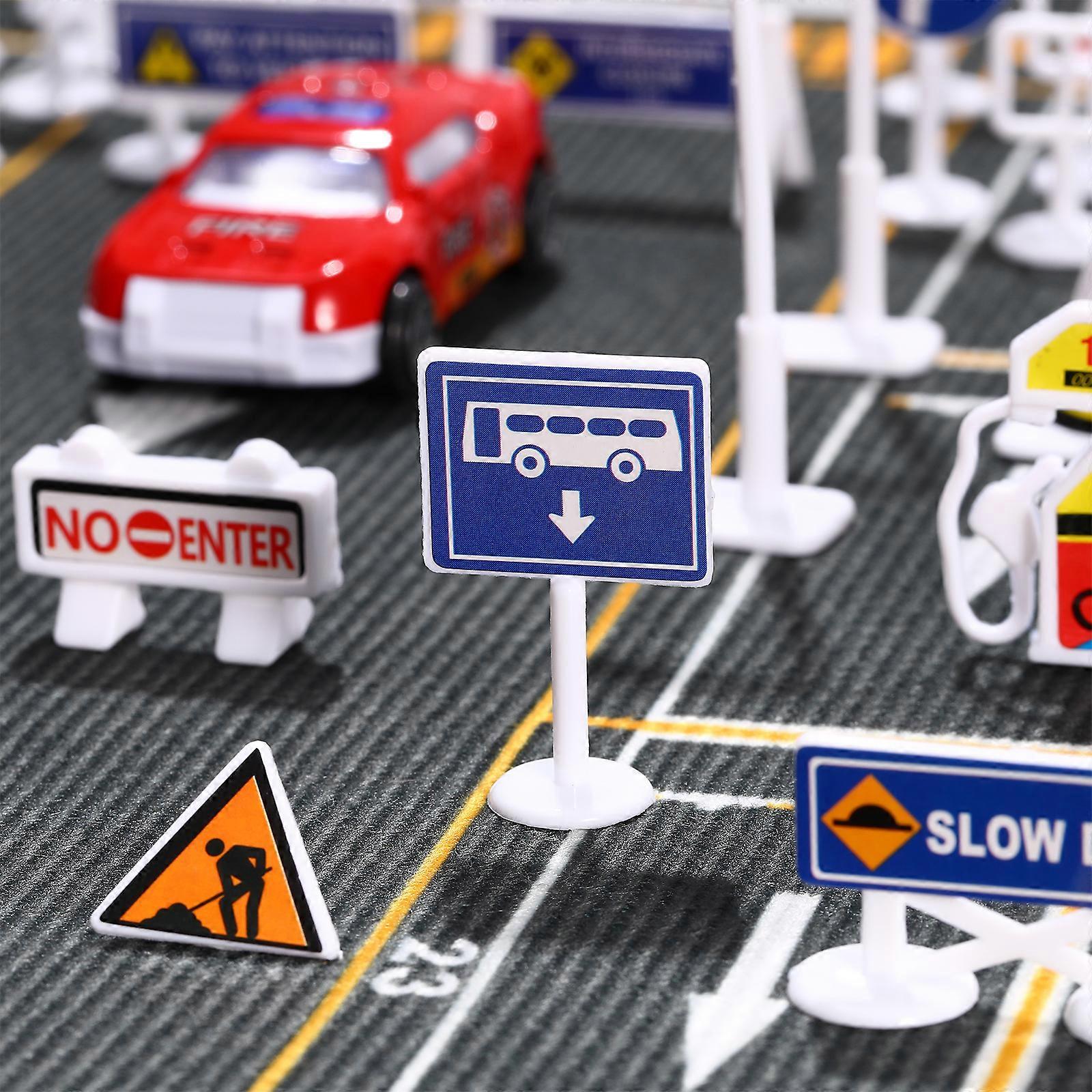 56 Pcs Play Traffic Signs Street Road Signs Road Signal Toys for ...