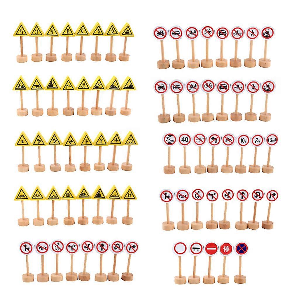 50 Pcs Miniforce Toys Traffic Sign Toy Wooden Street Signs Playset ...