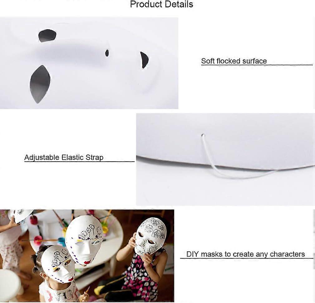 White Full Face Party Mask DIY Cosplay Blank Plain Masks, Pack of 24 ...