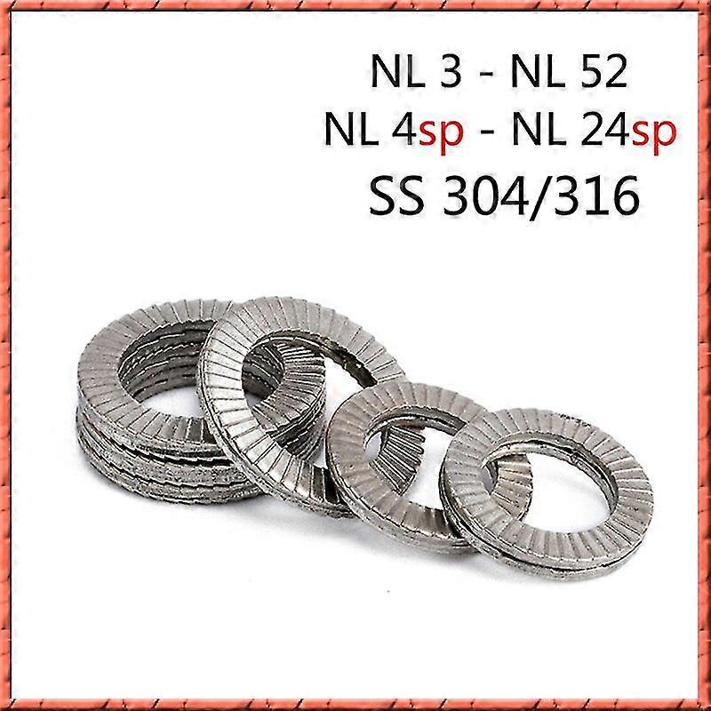 2-50pcs Din25201 Stainless Steel Nl3-nl52/4-24sp 3/8 Two Fold Self Locking Nord Lock Combination ...