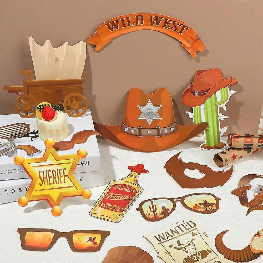 Western Cowboy Photo Booth Props Cowboy Wanted Poster Selfie Frame Kit ...