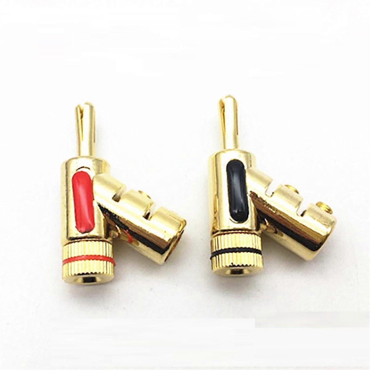 4PCS Banana Plug Copper Gold Plated Y-Shaped Speaker Cable Plug Locking Banana Plug Connector ...