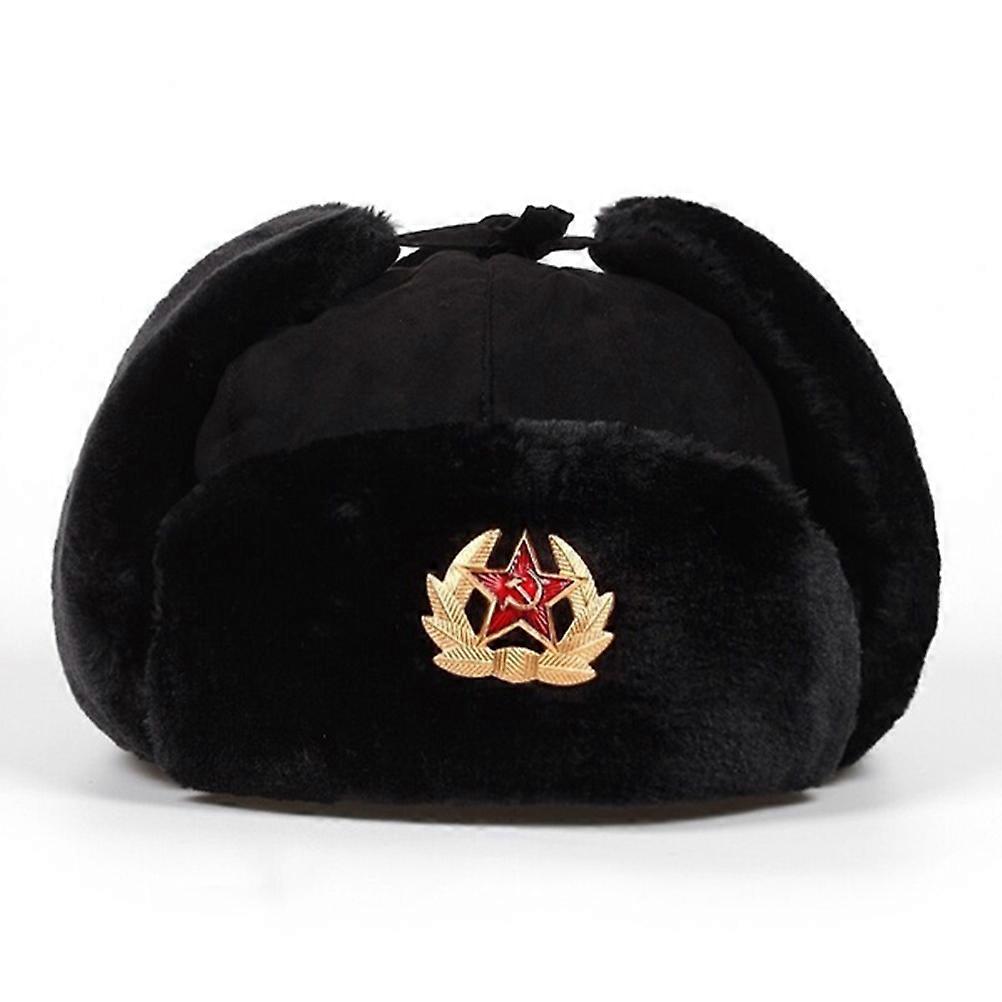Russian Ushanka Badge Bomber Hat Pilot Hat Winter Hat with Earflaps ...