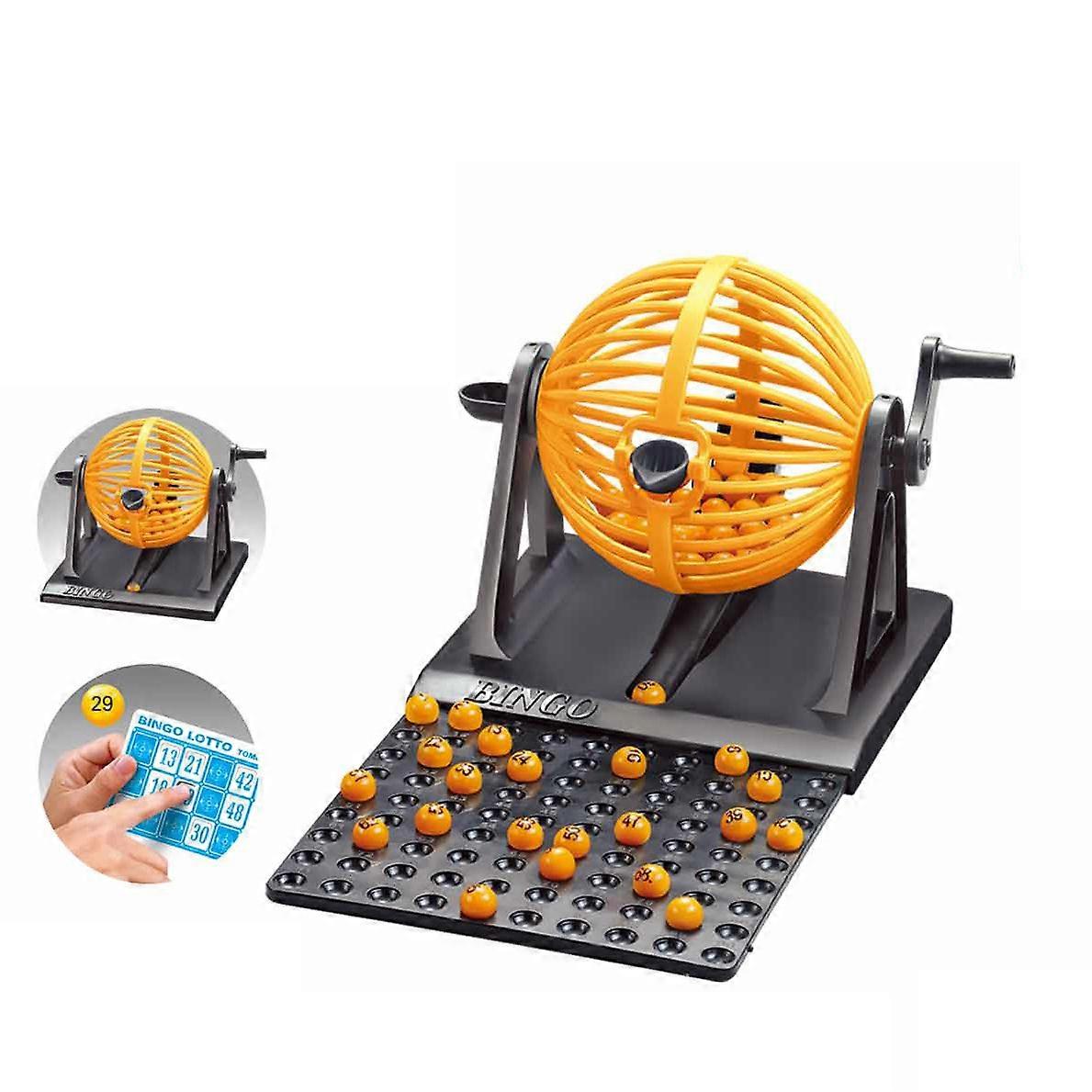 Bingo 90 Number Game with Cards, Mini Traditional Bingo Lottery Machine ...