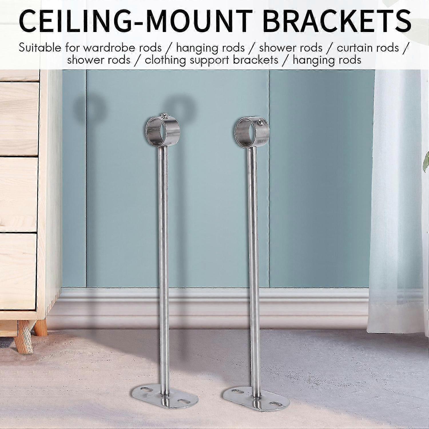 Ceiling-Mount Wardrobe Pipe Bracket, 25mm Diameter Rod Support Holder ...