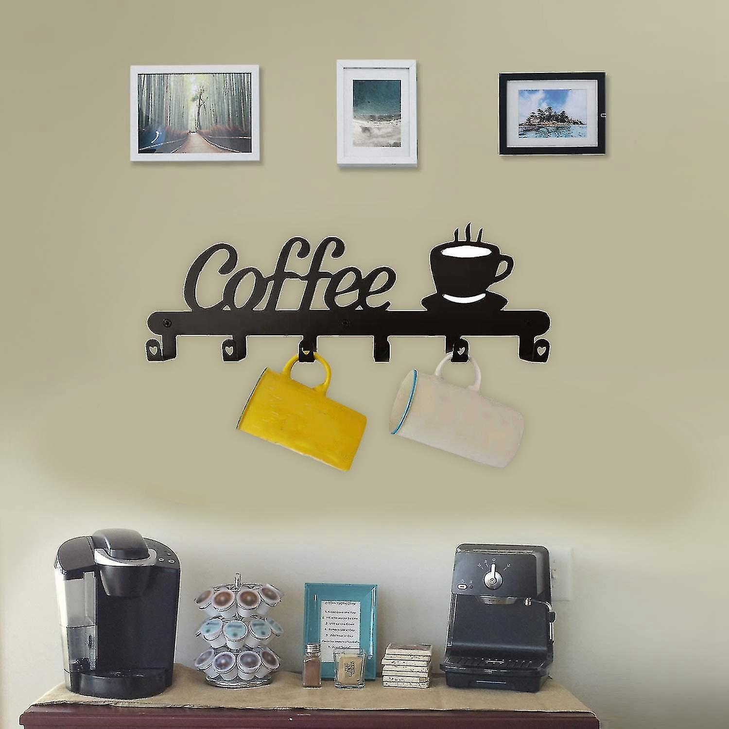 Coffee Mug Holder Wall Mounted,coffee Bar Decor Sign,coffee Cup Rack ...