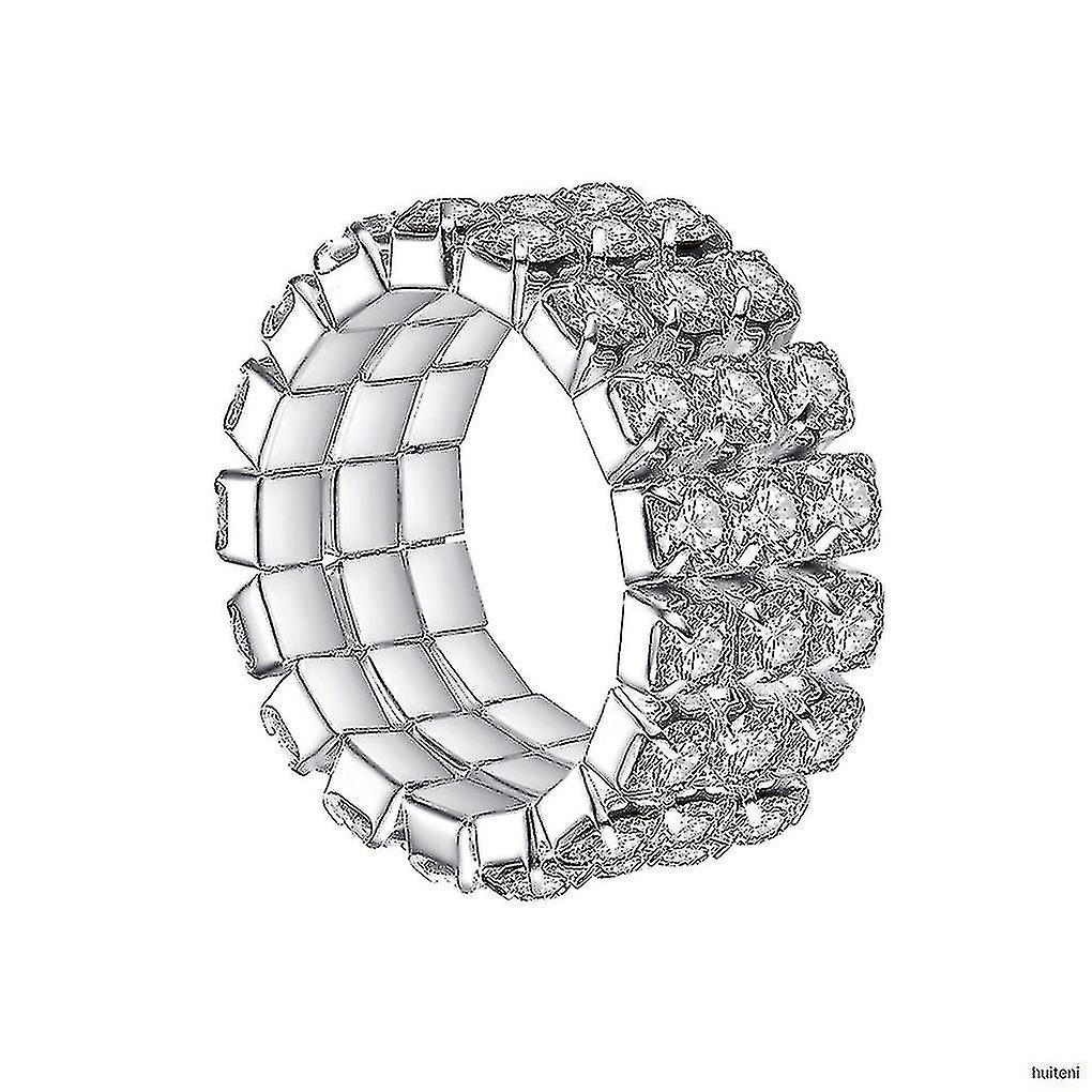 3 Row Elastic Crystal Ring Stretch Rhinestone Joint Ring Woman Girl ...
