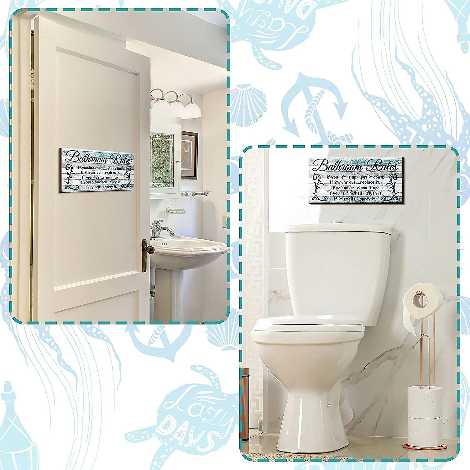 Funny Bathroom Signs Ocean Theme Beach Bathroom Decors Bathroom Rules ...