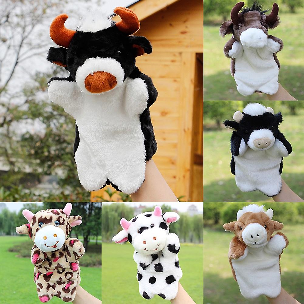 Cartoon Lovely Mini Plush Cow Ox Bull Animal Hand Puppet Kids ...