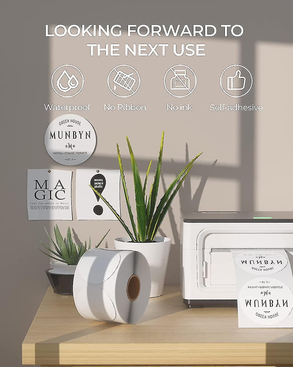 2" White-circle Thermal Sticker Labels-500 Labels/1 Roll, Self-adhesive ...