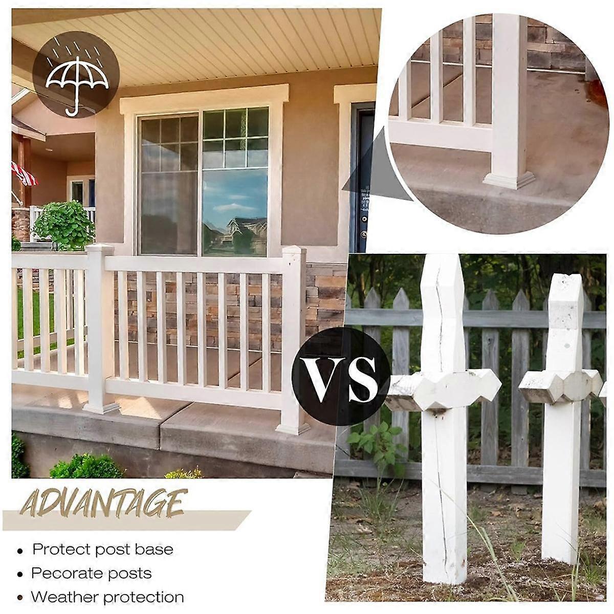 4x4Inch Vinyl Post Skirt-White Post Base Cover Trim for Wood and Vinyl ...