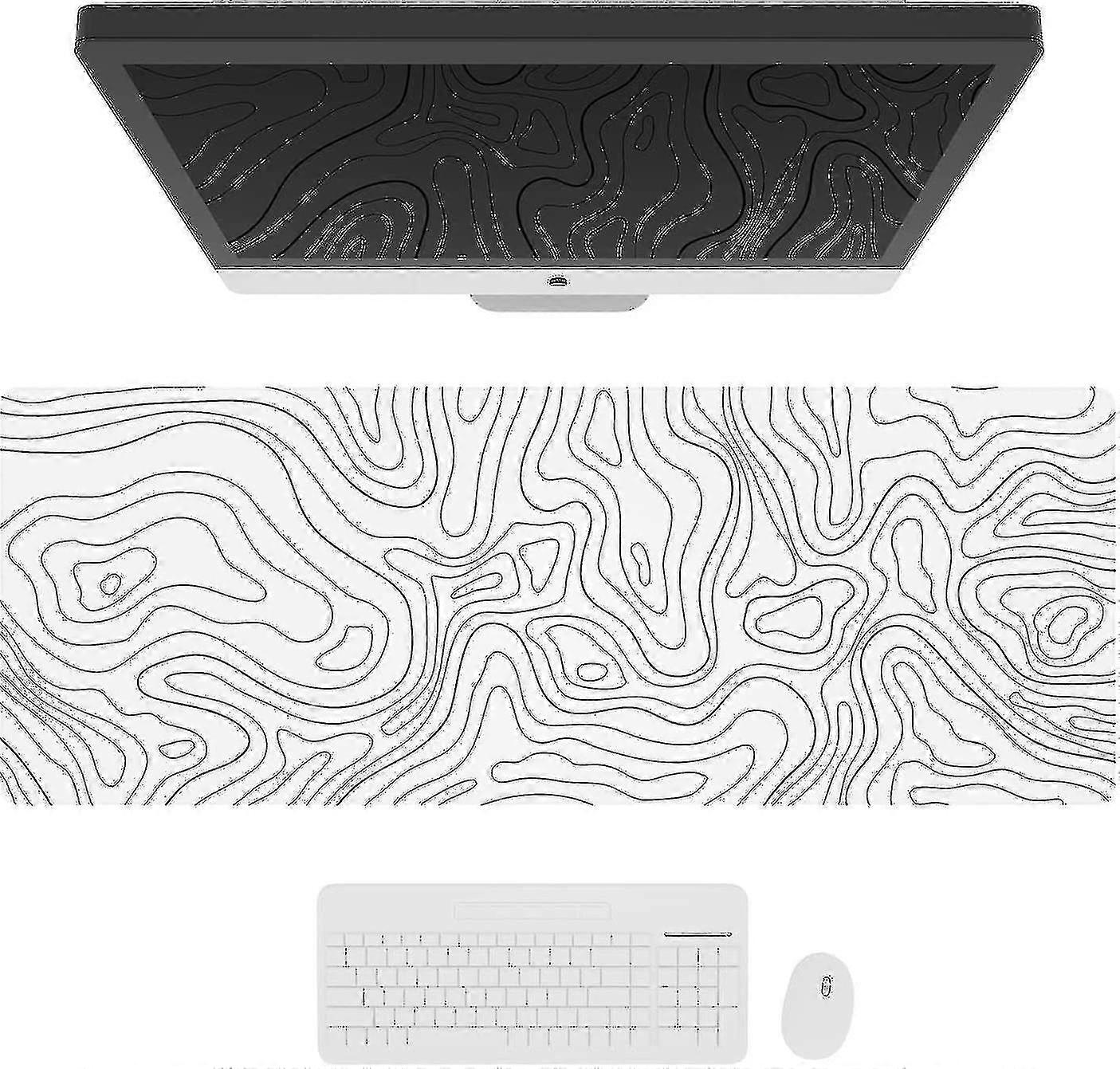 Large Gaming Mouse Pad With Stitched Edges, Minimalist Topographic Map ...