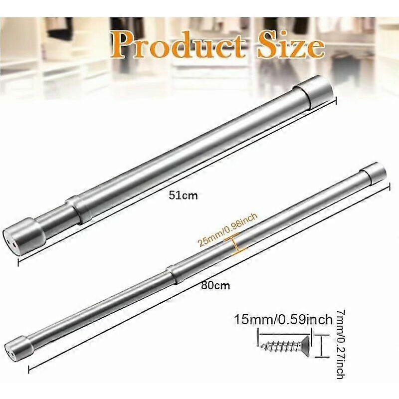 Stainless Steel Extendable Closet Rod 51cm to 80cm Adjustable ...