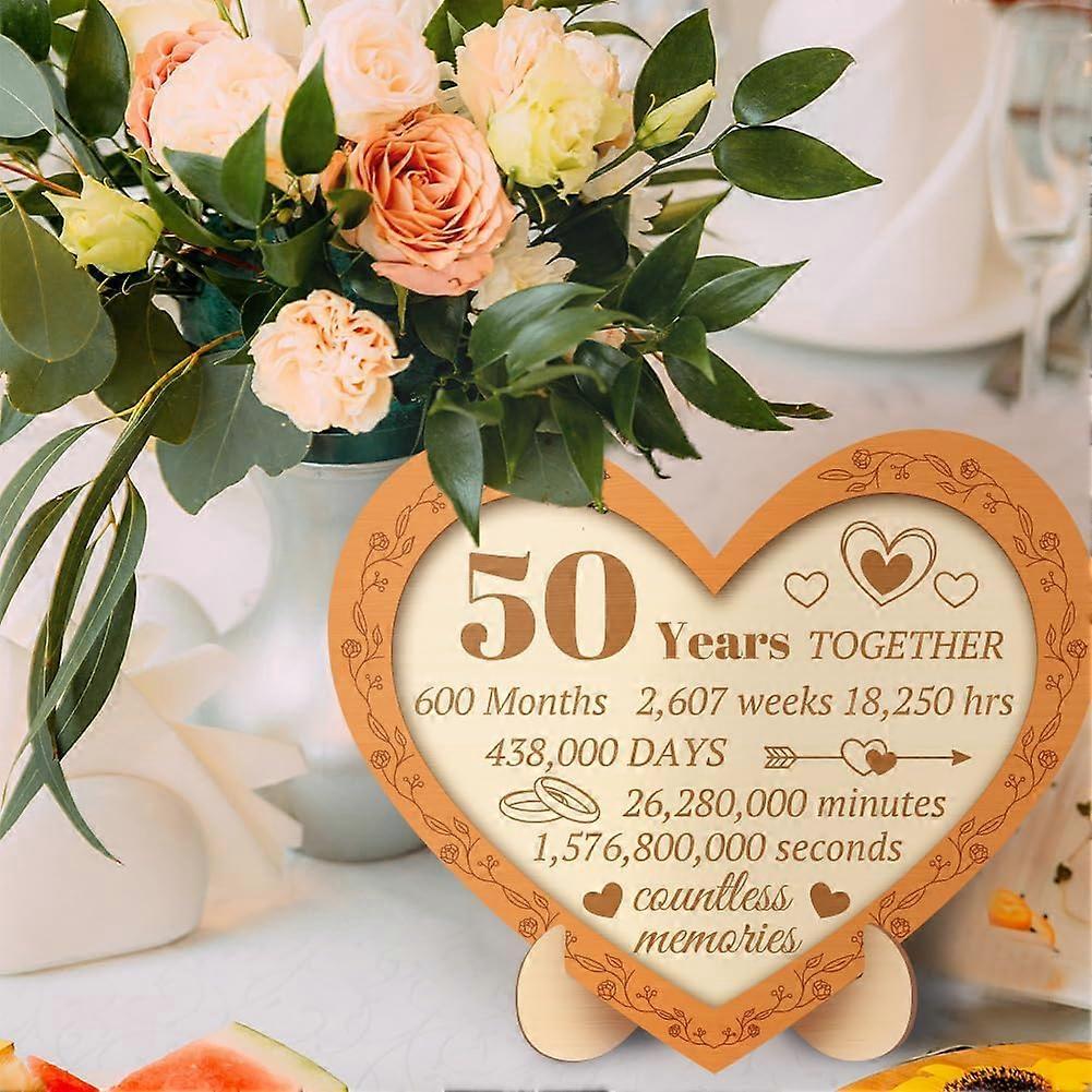 Heart Shape Happy Commemorative Card 50 th Wood Commemorative Cards for ...